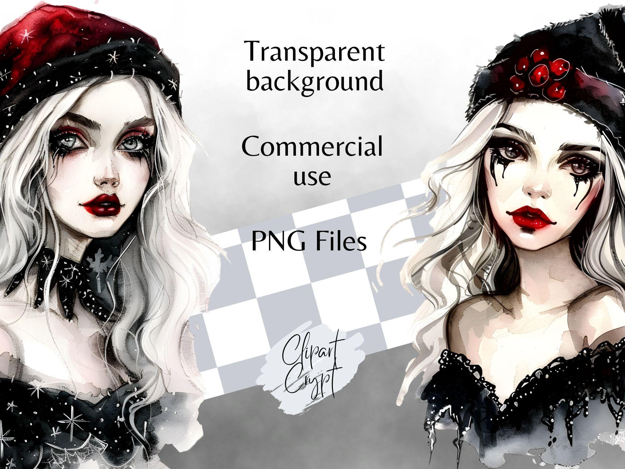 Blonde Christmas Goth Girl Clipart Bundle, Festive Gothic Elegance ...
