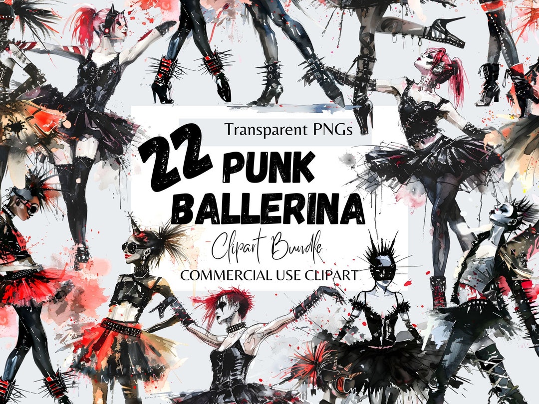 Punk Ballerina Clipart Bundle, Ballet Dancer Punk Girls With Attitude ...