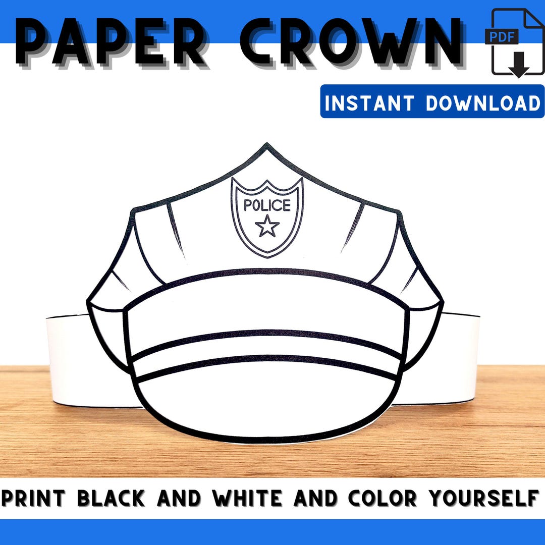Printable Police Hat Crown for Kids – Fun DIY Coloring Costume Craft ...