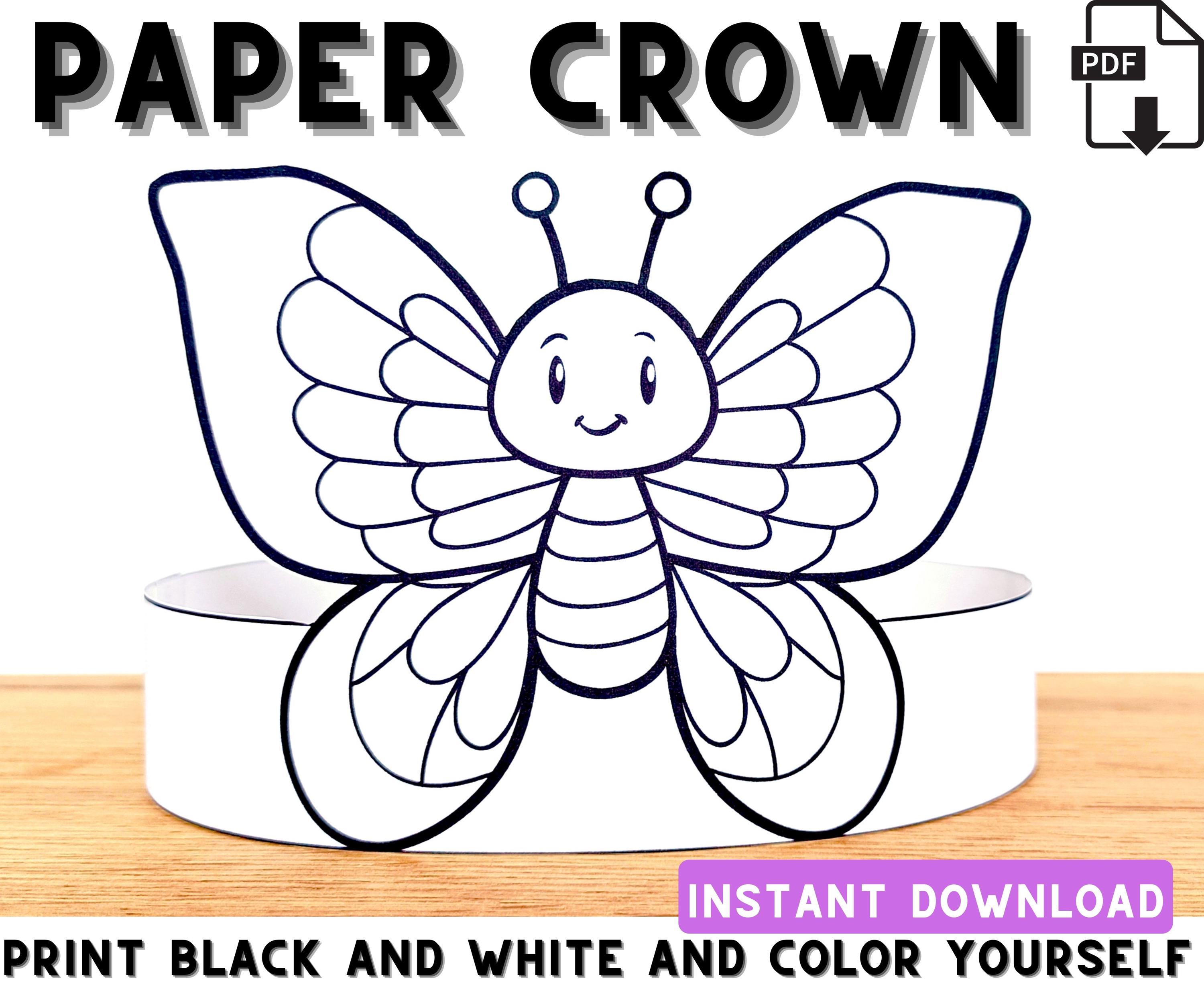 Butterfly Paper Crown, Printable Headband | Kids DIY Costume Craft ...