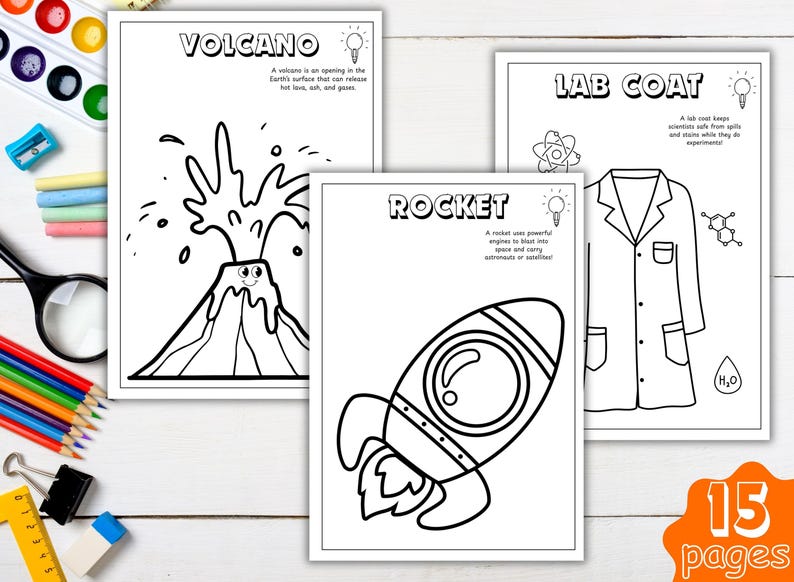Science Coloring Pages: STEM Learning for Kids (instant Download) - Etsy