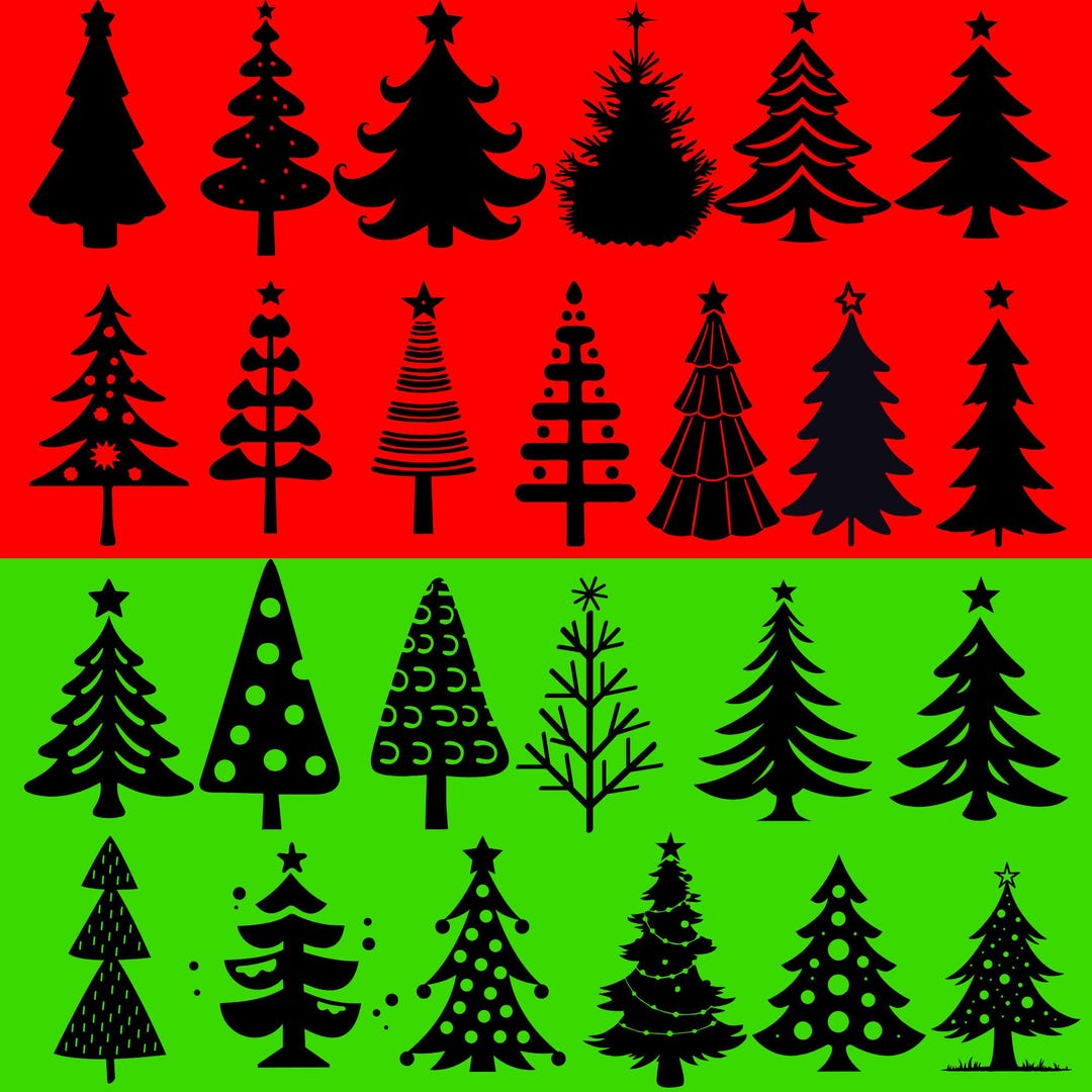 Christmas Tree SVG Set | 25 Black Scandi Trees | Cricut & Silhouette ...