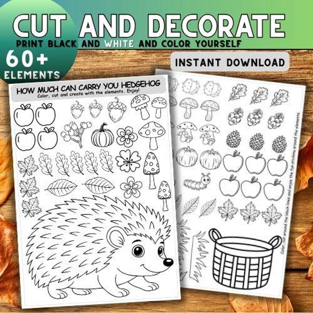 Printable Hedgehog Cut-out Craft, Kids DIY Activity With Forest Animals ...