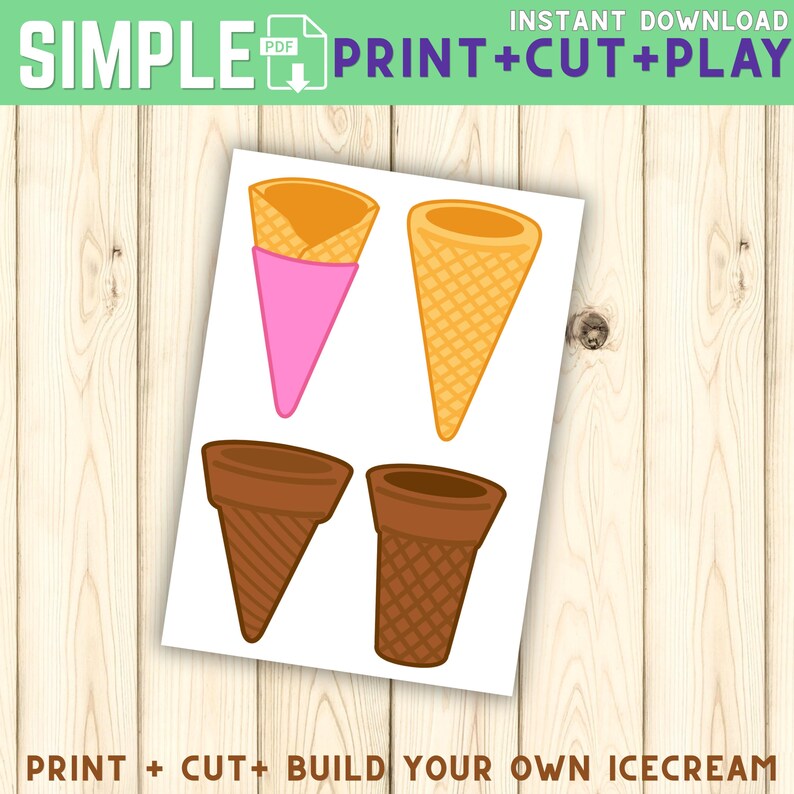 Ice Cream Craft Printable for Kids, Cut and Paste Activity, Summer Play ...
