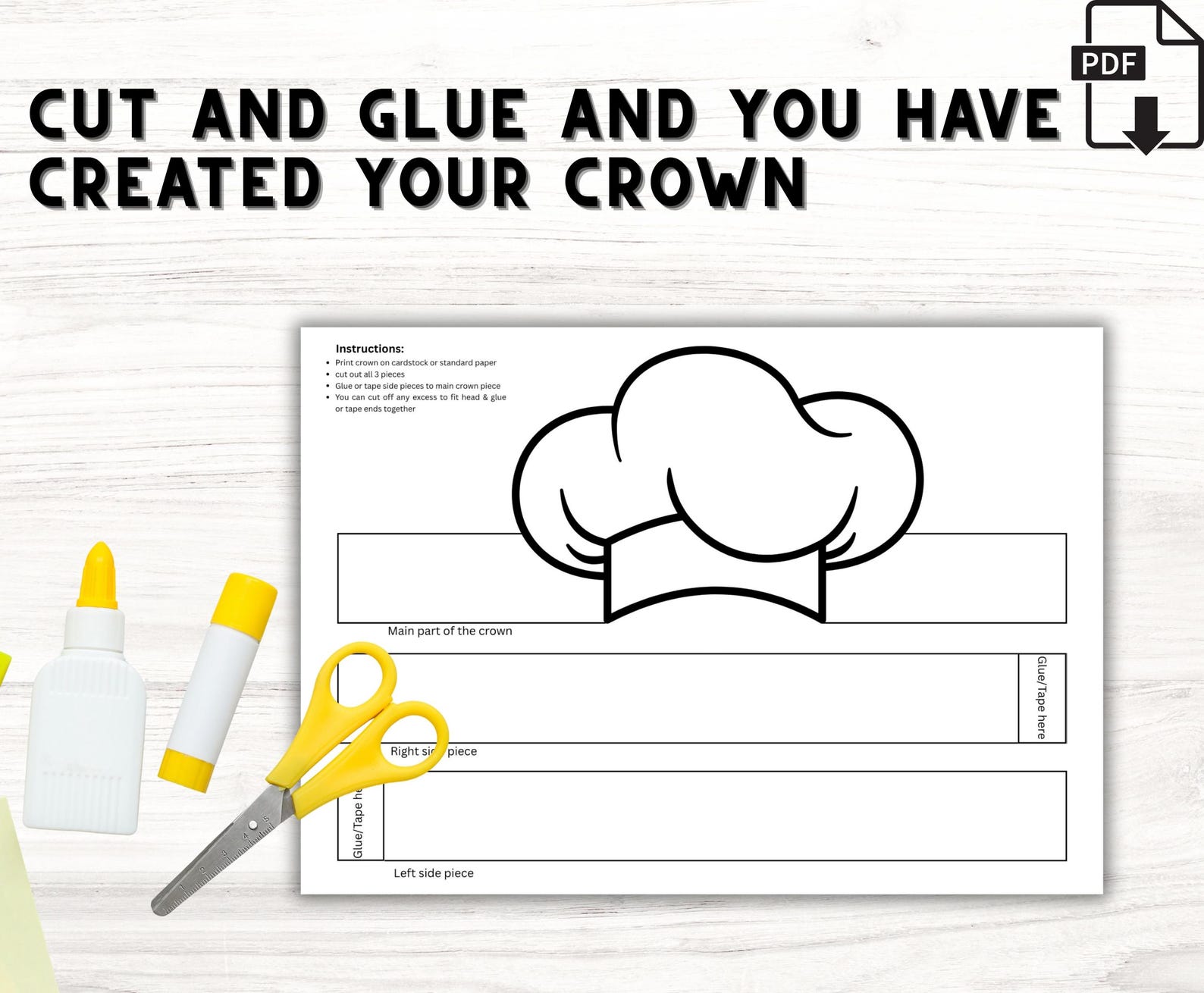 Kids DIY Chef Crown Printable – Cooking Hat, Coloring Hat Craft for ...