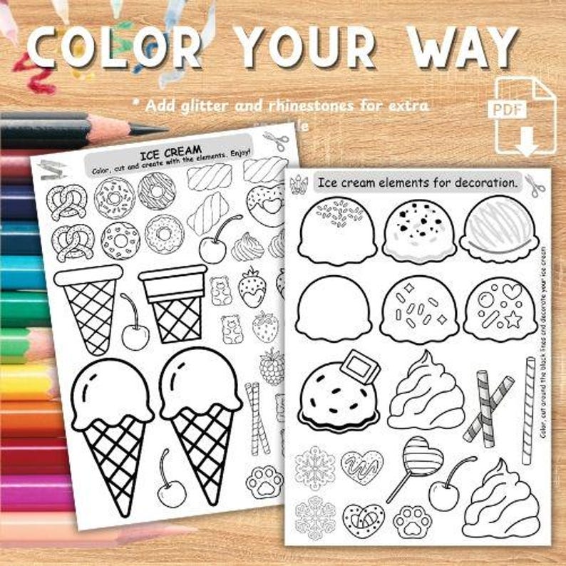 Ice Cream Craft Printable for Kids, Cut and Paste Home Activity, Easy ...