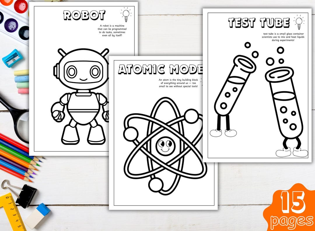 Science Coloring Pages: STEM Learning for Kids (instant Download) - Etsy