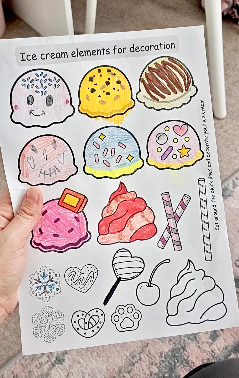 Ice Cream Craft Printable for Kids, Cut and Paste Activity, Summer ...
