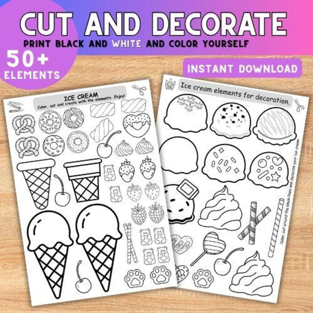 Ice Cream Craft Printable for Kids, Cut and Paste Activity, Summer ...