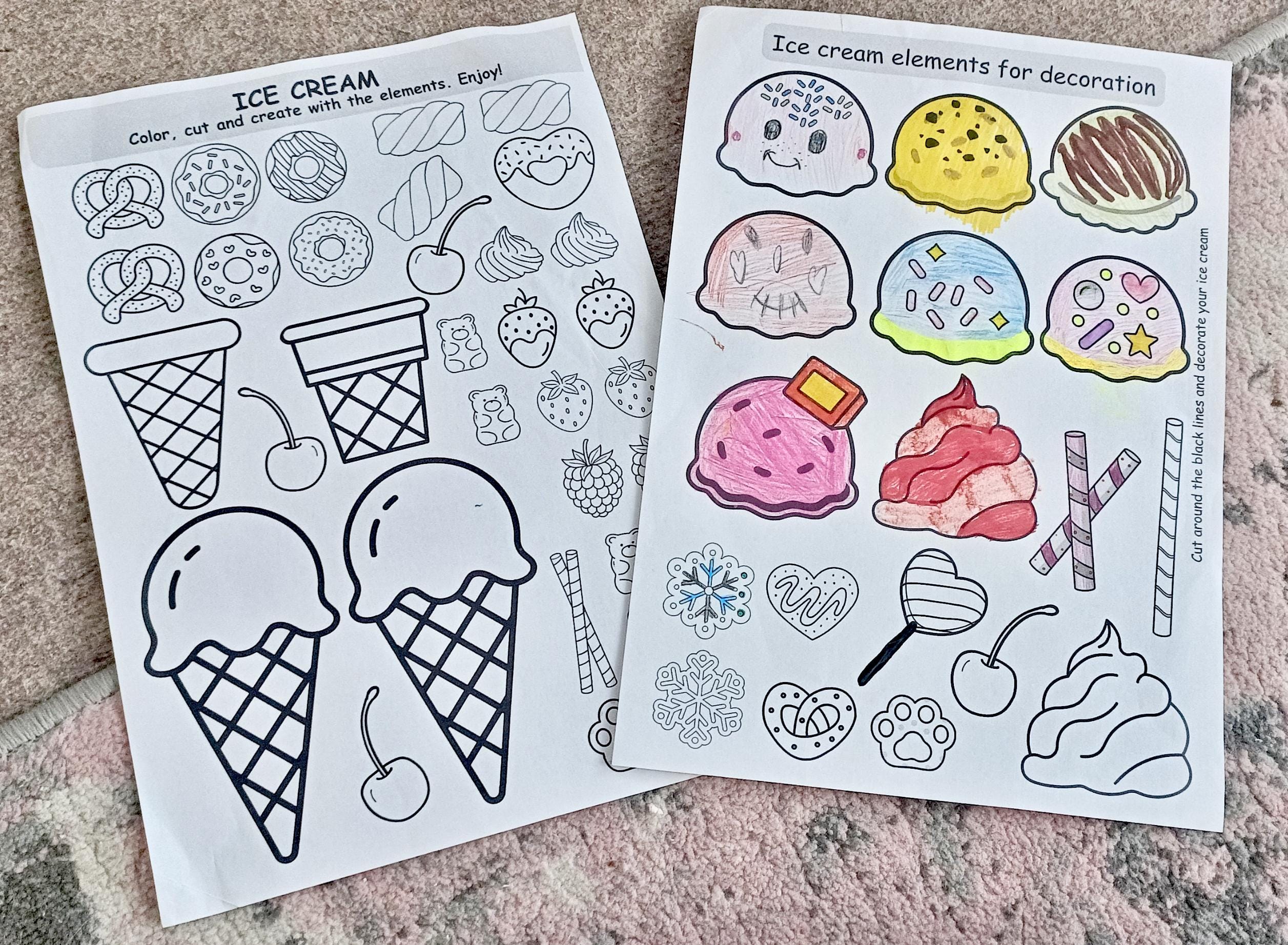 Ice Cream Craft Printable for Kids, Cut and Paste Activity, Summer ...
