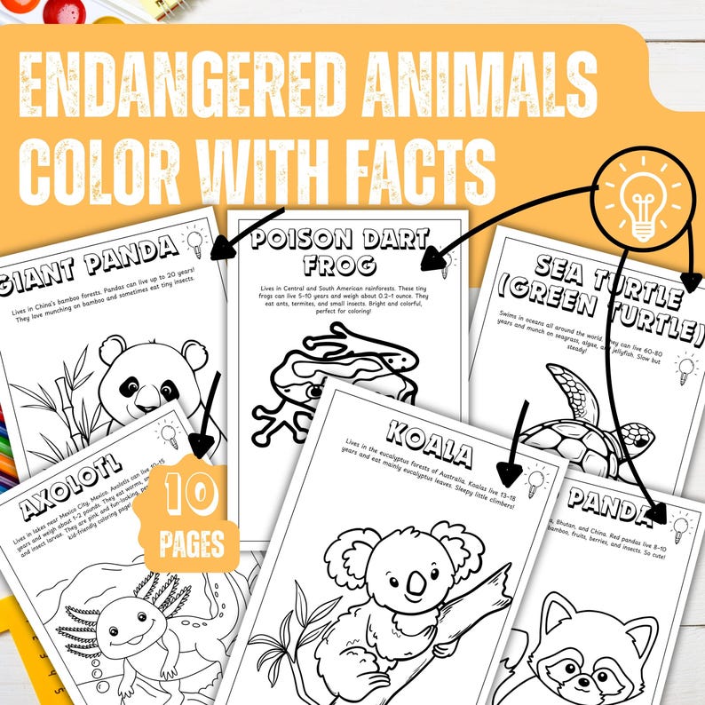 Endangered Animals Coloring Pages for Kids – Educational Wildlife ...