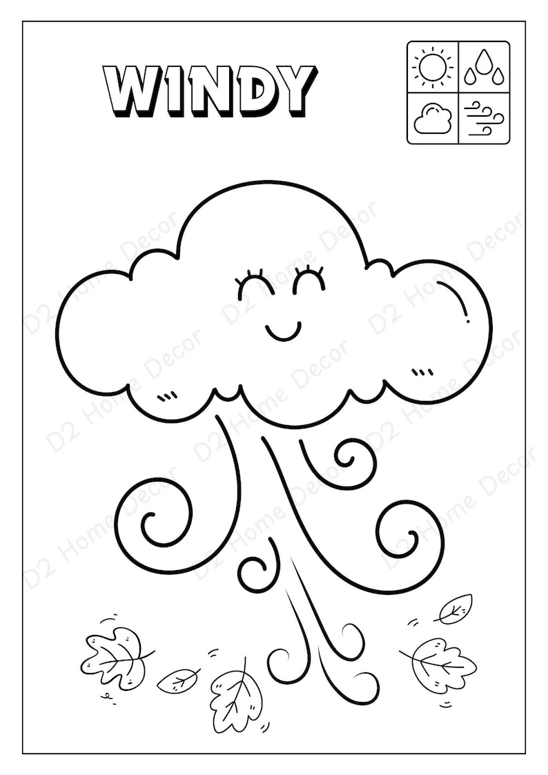 Printable Weather Coloring Pages, Screen Free for Kids, Fun Homeschool ...