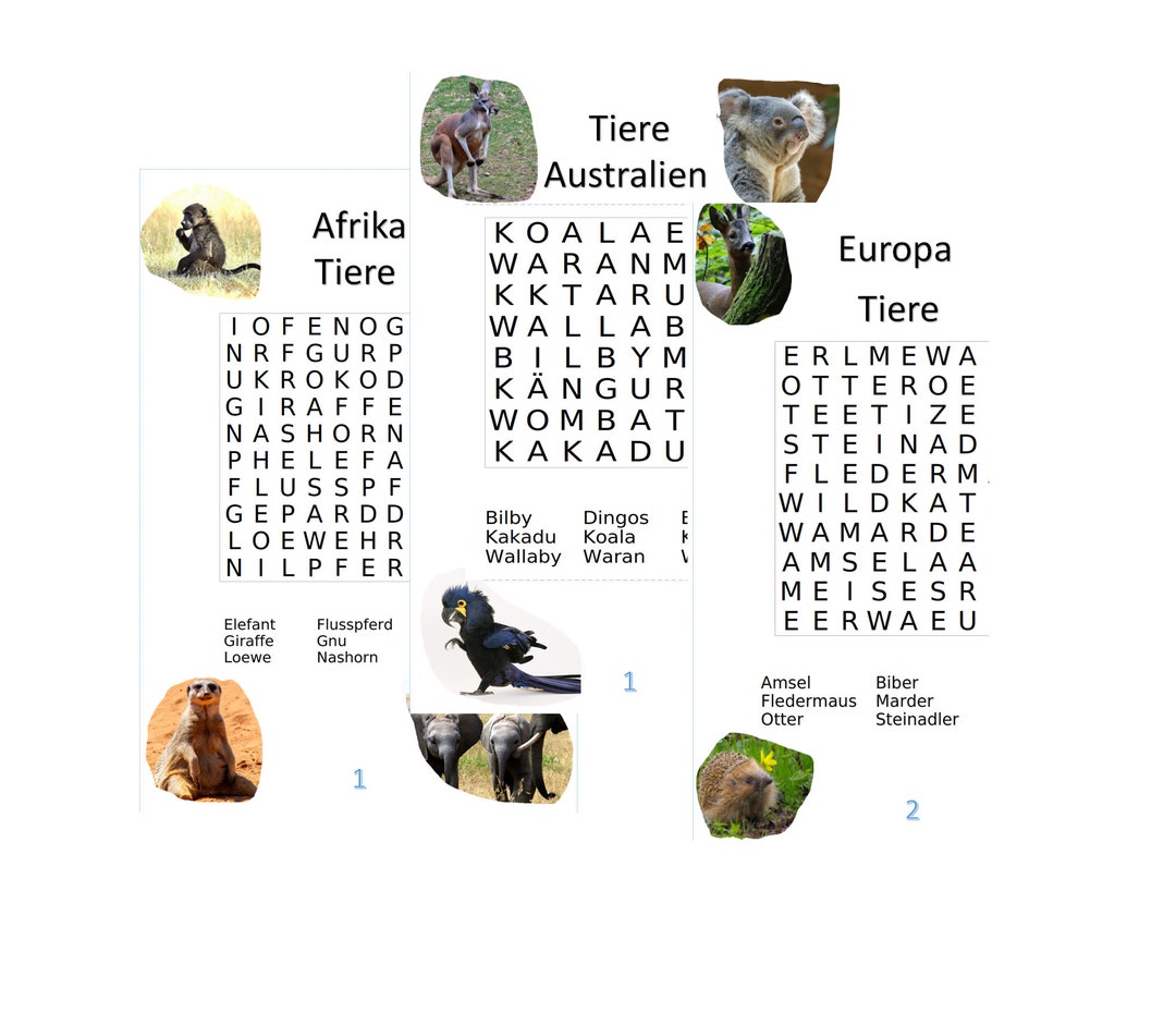 Educational Word Search Puzzle Bundle for Kids - Animals From 6 ...