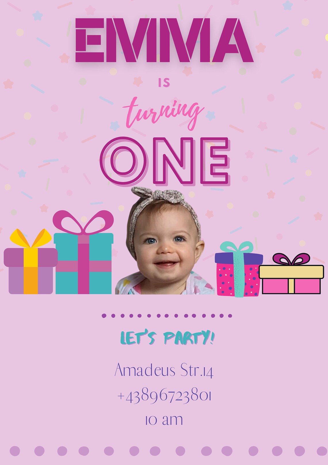 PERSONALISED First Birthday Invitation Turning One - Etsy