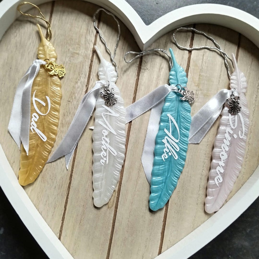 Memorial Feather Bereavement Gift, Memory Feather Hanging Decoration ...