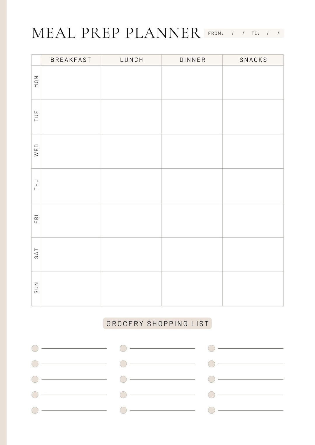 Meal Planner, Grocery List Printable Template, Meal Prep, Grocery ...