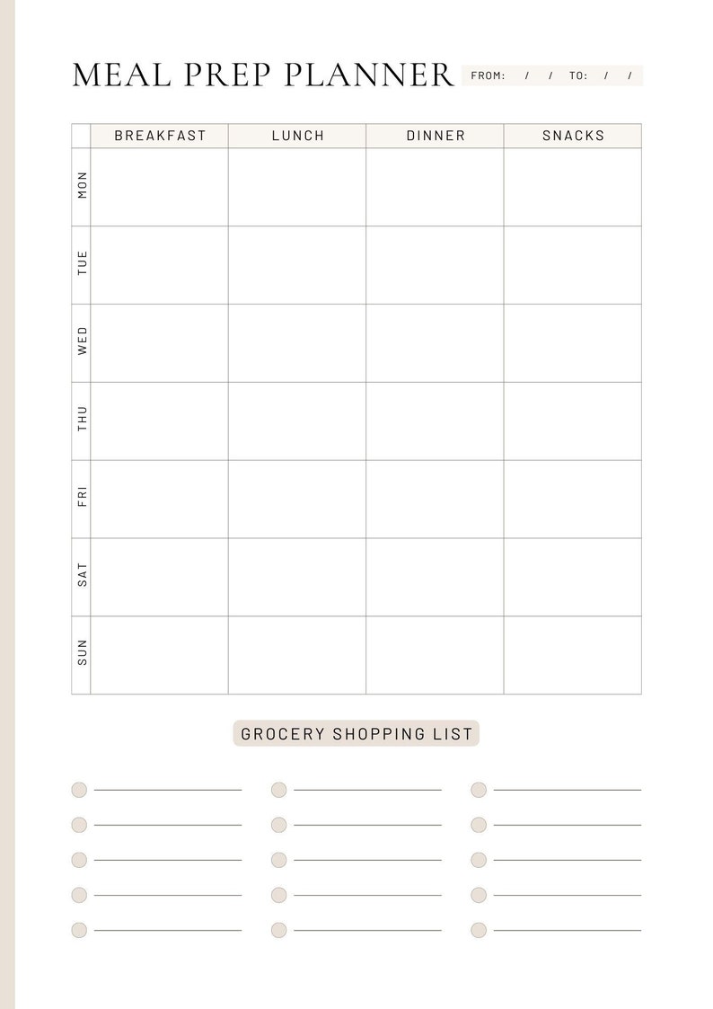 Meal Planner, Grocery List Printable Template, Meal Prep, Grocery Planner, Food Shopping List ...