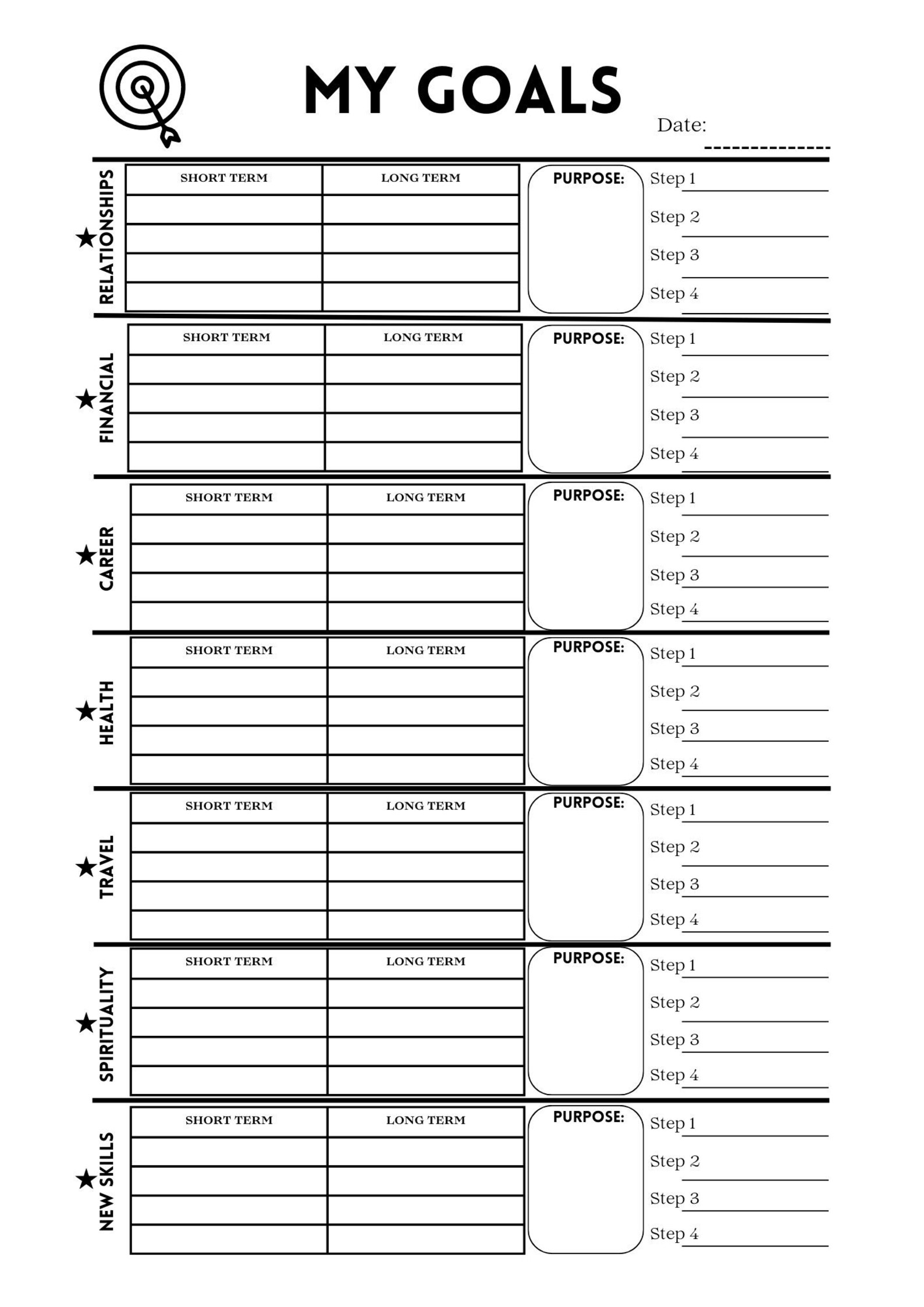 Goals Personal Development Planner, Printable PDF, Goal Planner, Goal ...