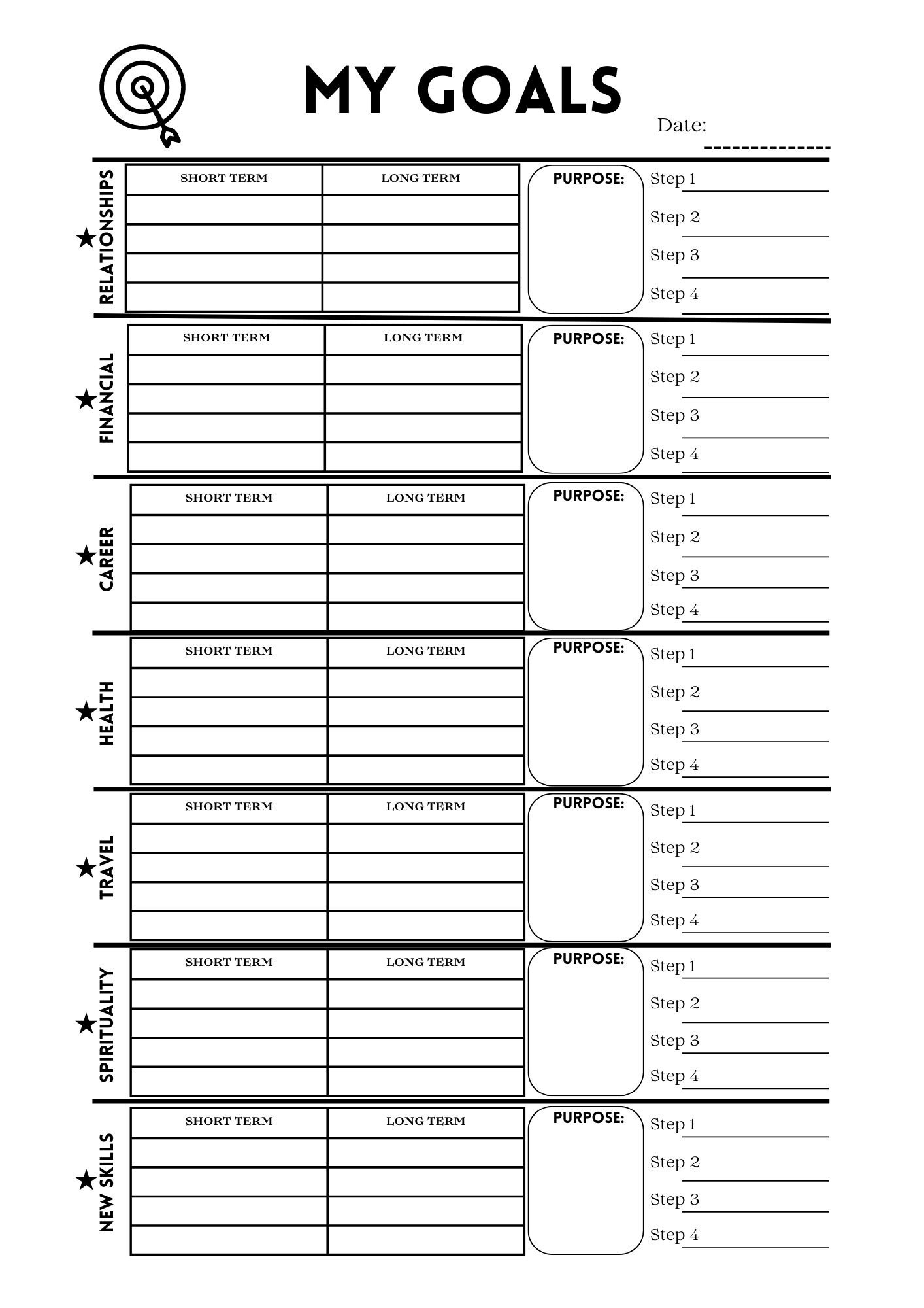Goals Personal Development Planner, Printable PDF, Goal Planner, Goal ...