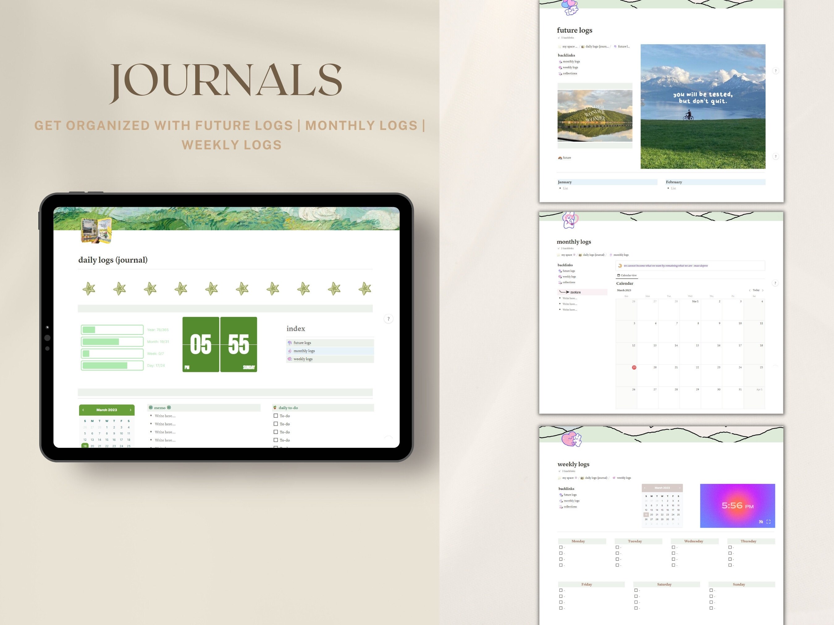 Aesthetic Green 2024 Animated Notion Planner for Students, Digital ...