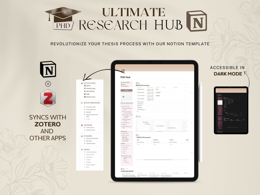 Notion Phd Dissertation Thesis Planner Undergraduate Research Planner ...