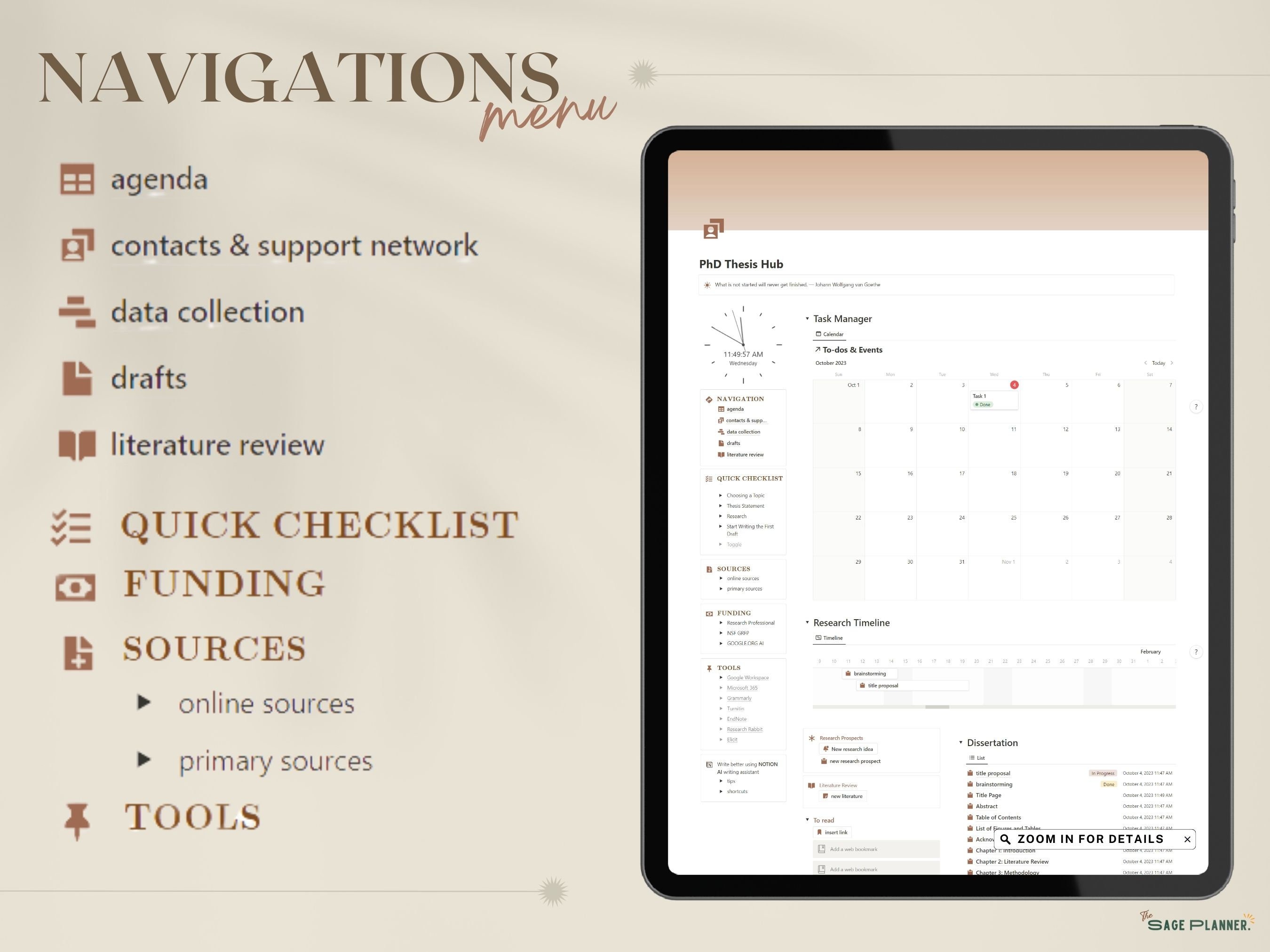 Notion Phd Dissertation Thesis Planner Undergraduate Research Planner ...