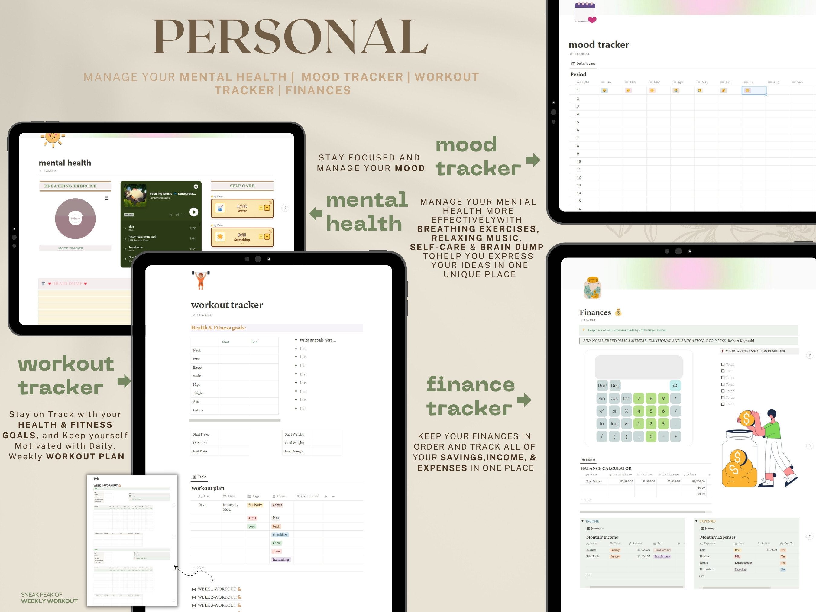 Aesthetic Green 2024 Animated Notion Planner for Students, Digital ...