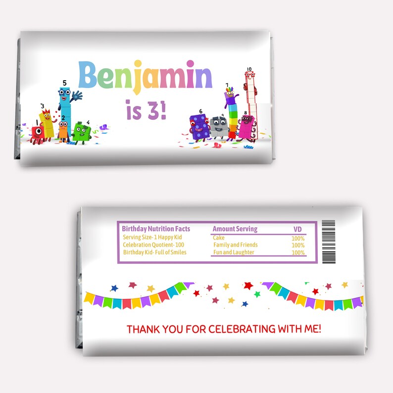 Numberblocks Chocolate Label Numberblocks Candy Bar Wrapper Number ...