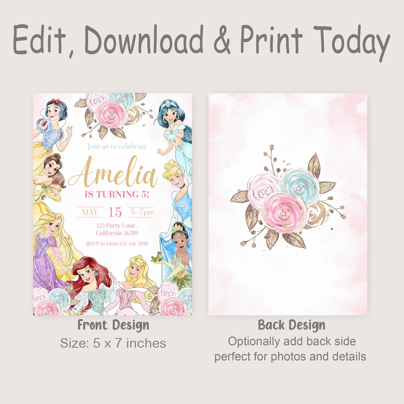 Princess Birthday Invitation Princess Invitation Princess Party ...