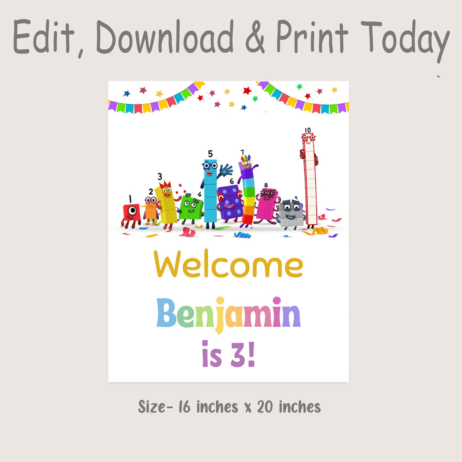 Numberblocks Welcome Sign Number Blocks Birthday Sign Numberblock ...