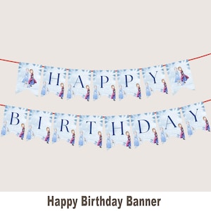 Frozen Birthday Banner Frozen Bunting Happy Birthday Decorations Frozen ...