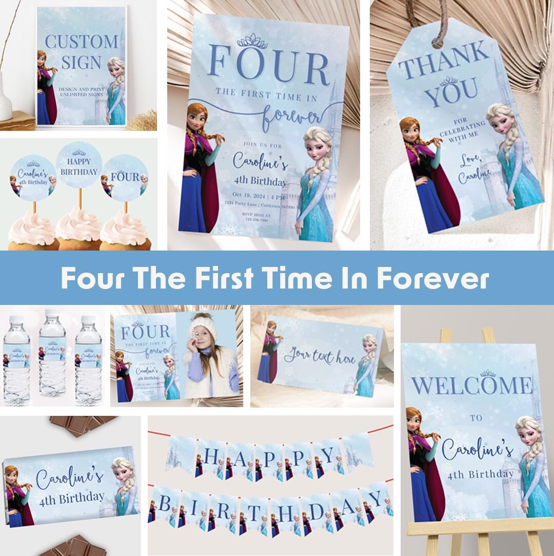 Frozen Four the First Time in Forever Birthday Invitation Bundle Frozen ...