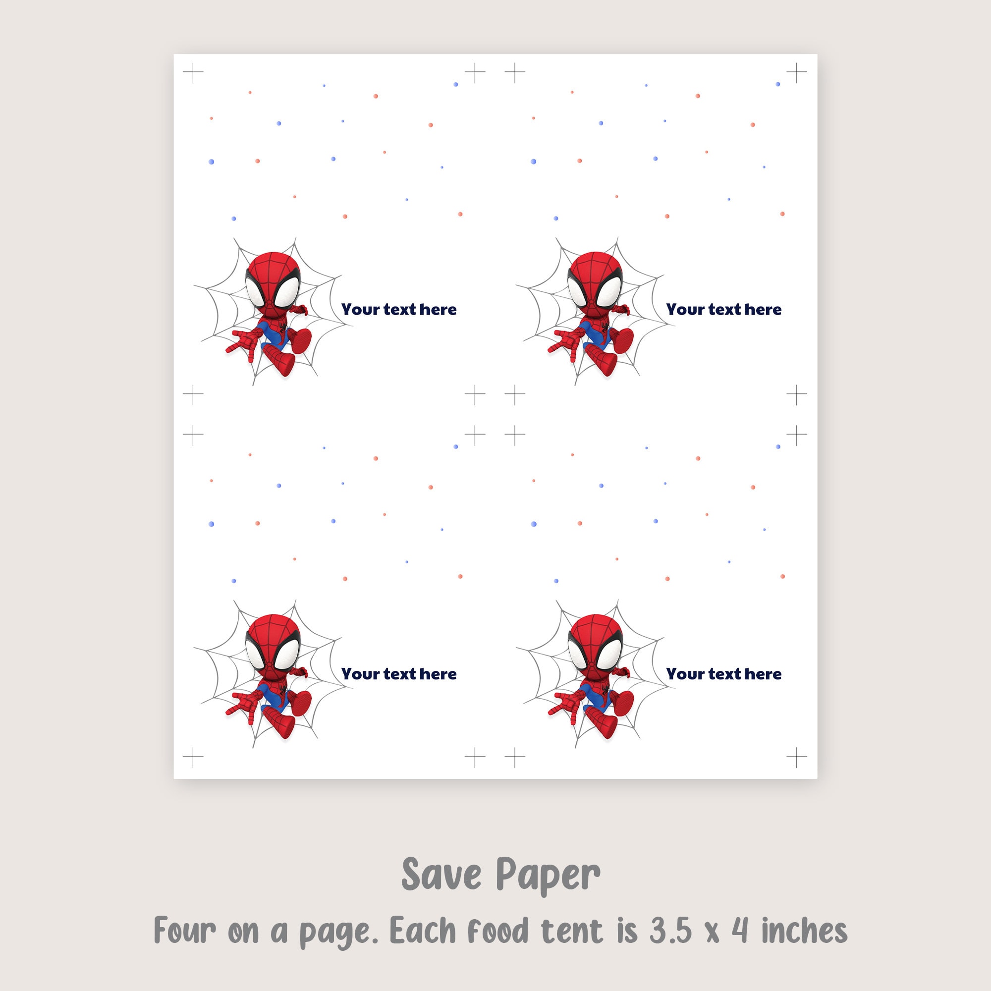 Spidey and His Amazing Friends Food Tent Spidey Birthday Tent Card ...