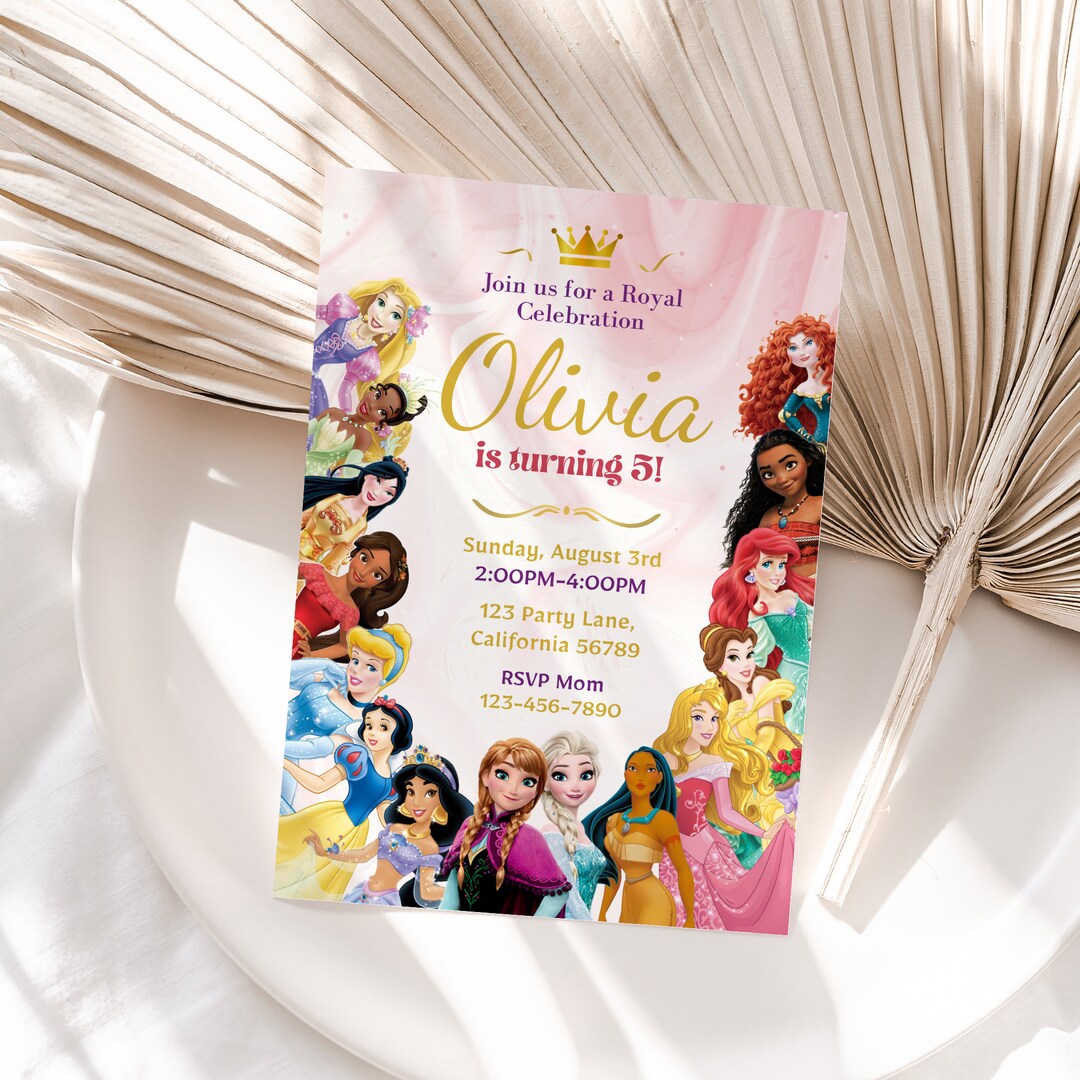 Princess Birthday Invitation Princess Invitation Princesses Party ...