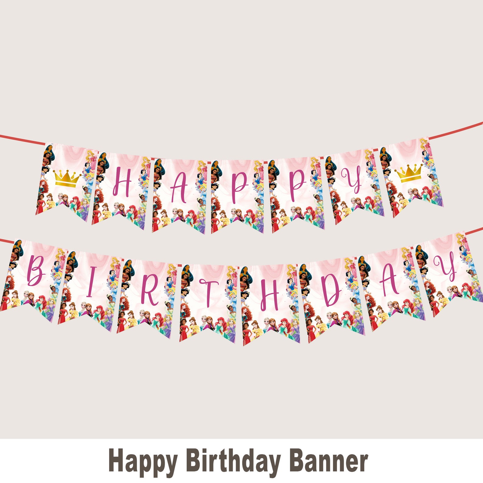 Princess Birthday Banner Princess Happy Birthday Decorations Princess ...