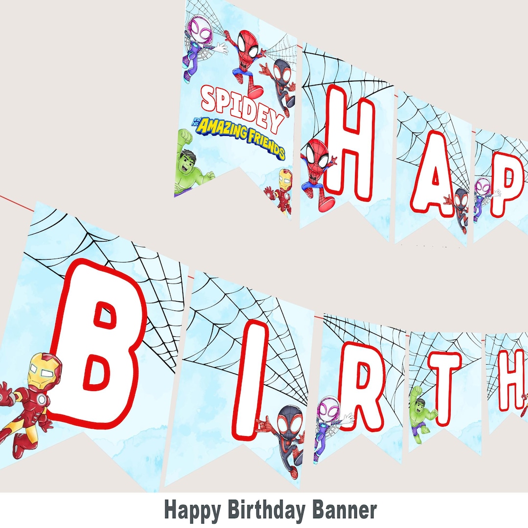 Spidey Birthday Banner Spidey and His Amazing Friends Happy Birthday ...