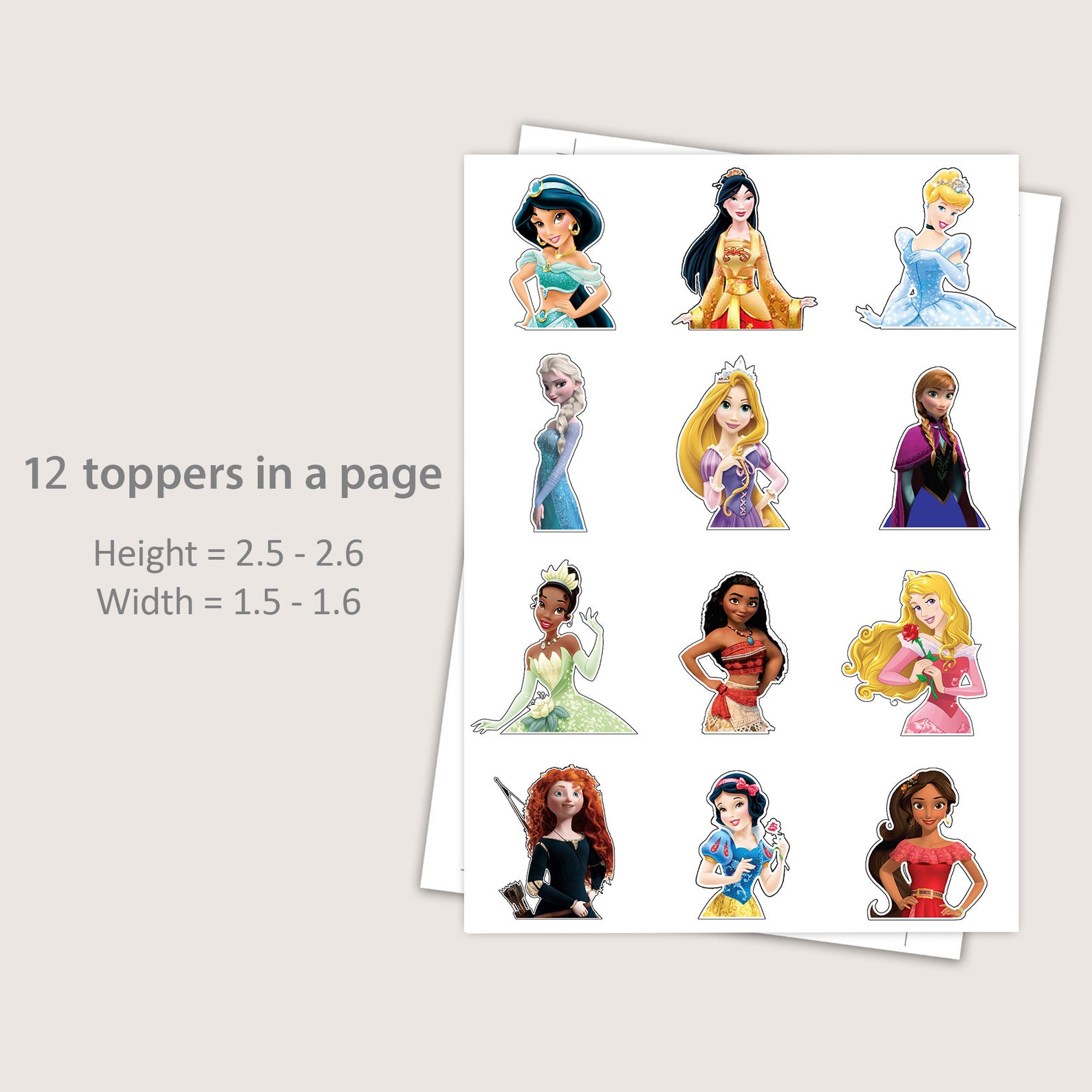 Princess Cupcake Toppers Princess Cake Topper Princess Birthday Party ...