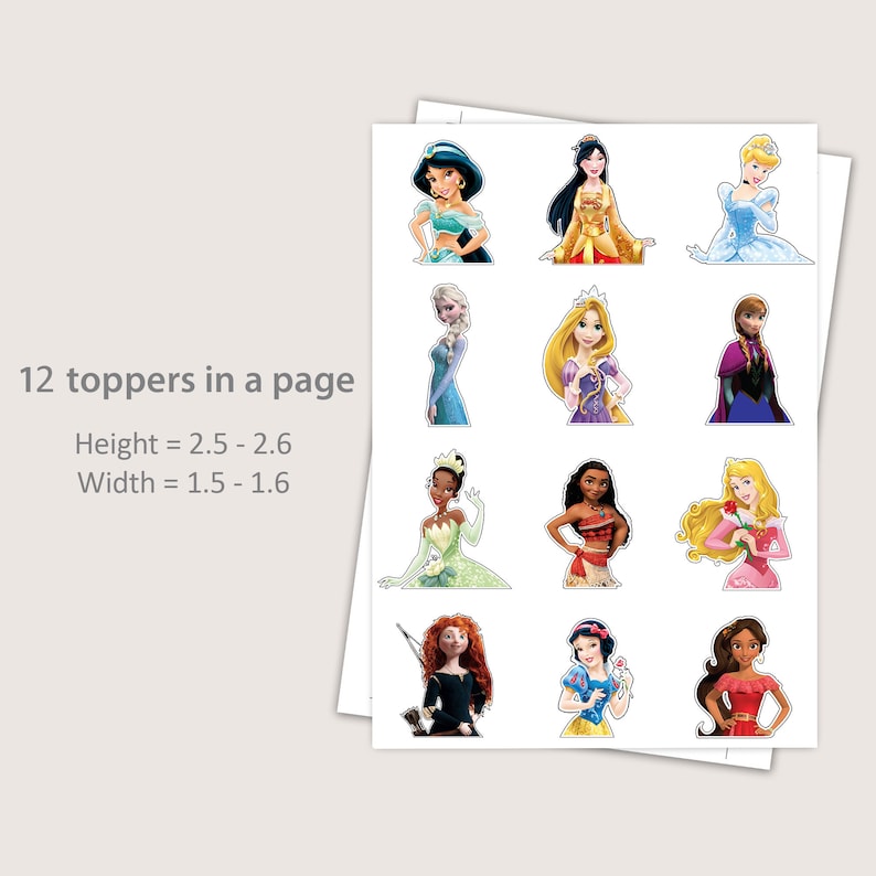 Princess Cupcake Toppers Princess Cake Topper Princess Birthday Party ...