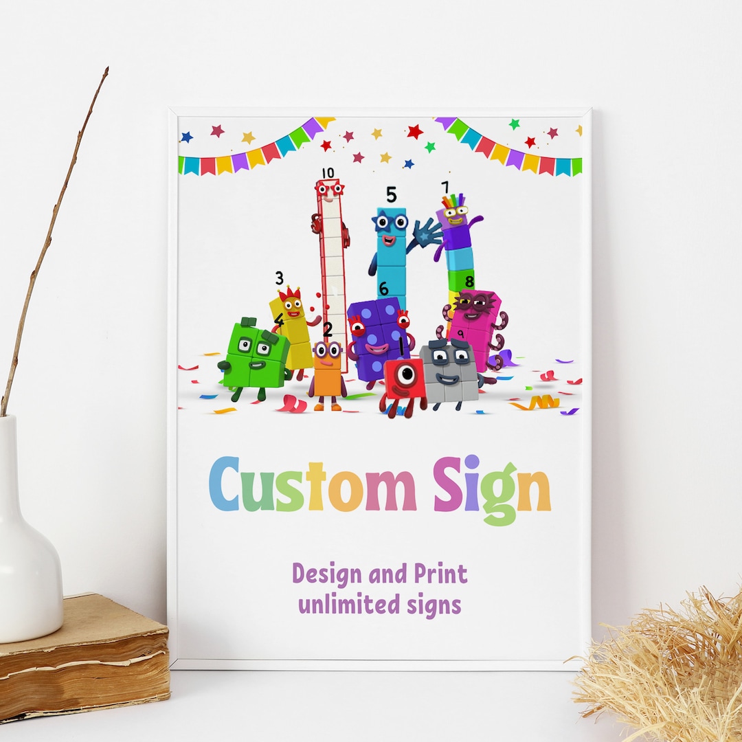 Numberblocks Custom Sign Numberblock Party Signs Number Blocks Birthday ...