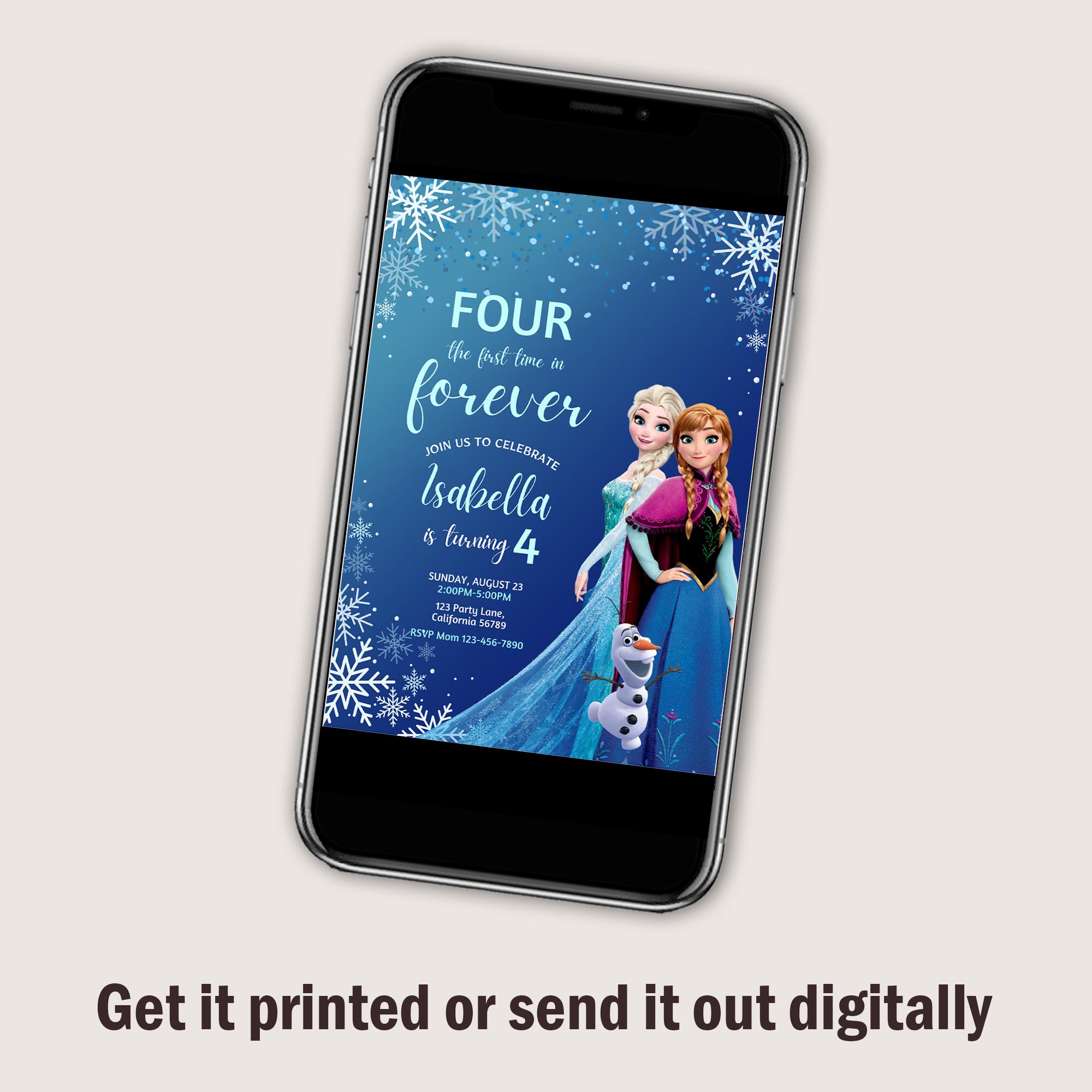 Frozen 4th Birthday Invitation Frozen Four the First Time in Forever ...