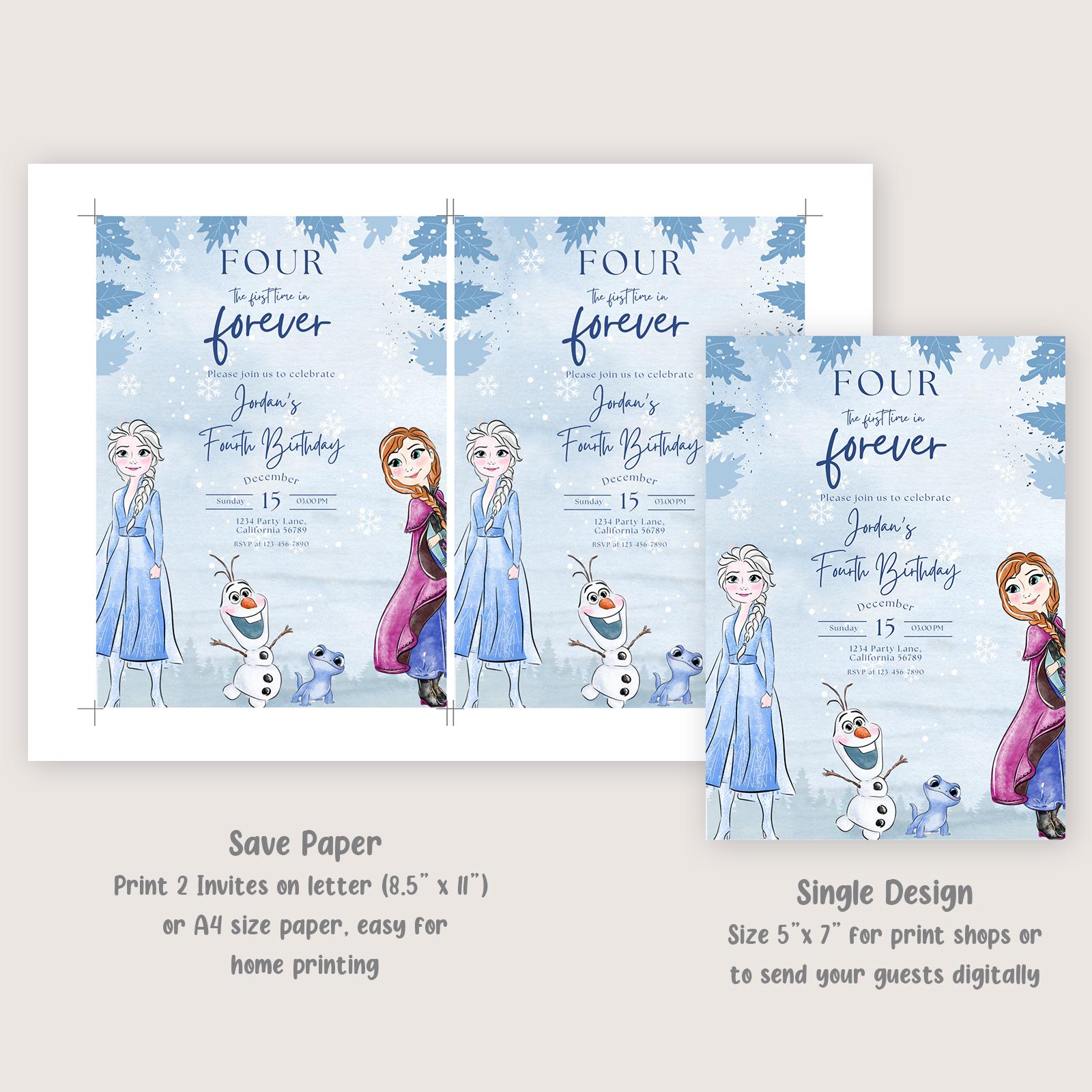 Frozen Four the First Time in Forever Birthday Invitation Frozen 4th ...
