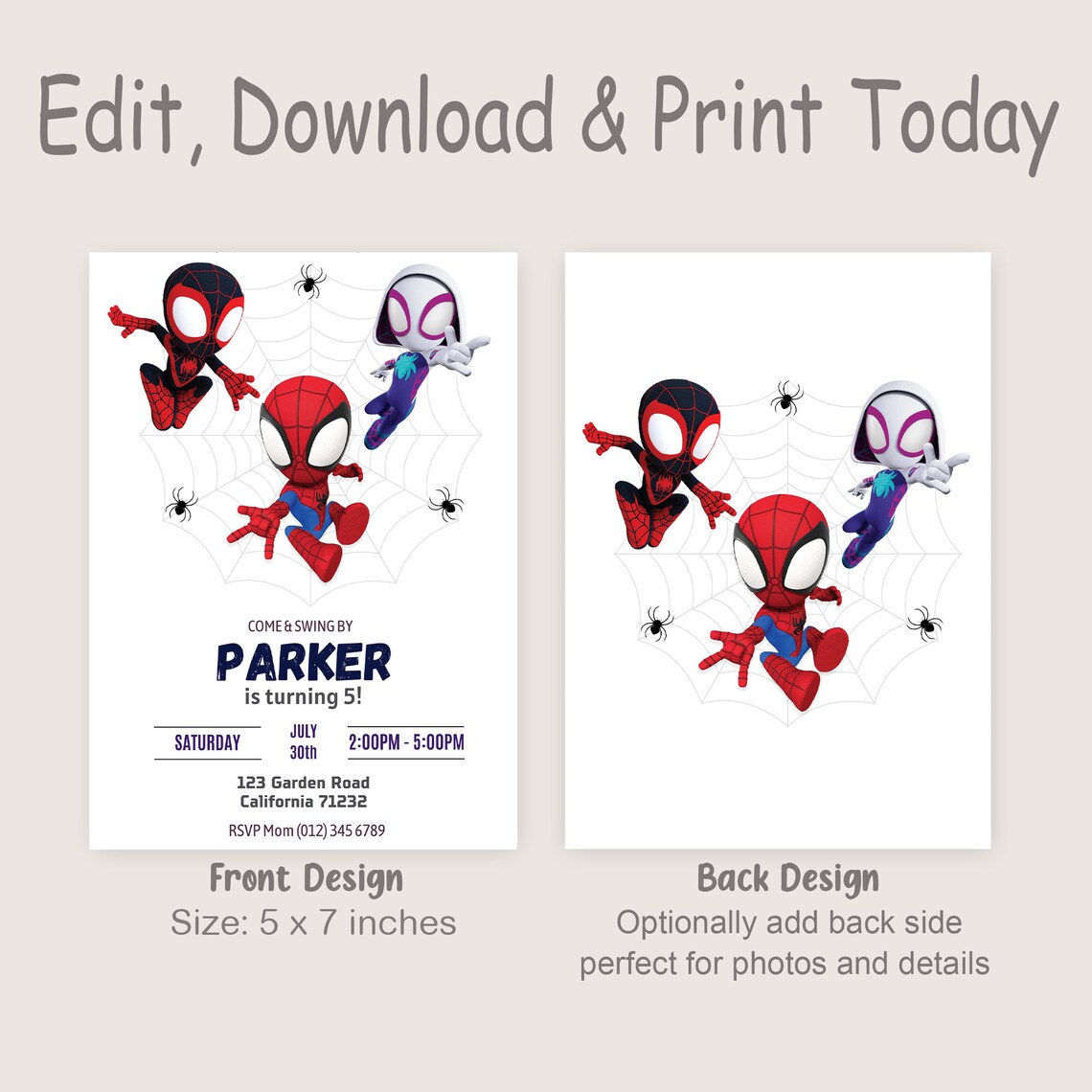 Spidey and His Amazing Friends Birthday Invitation Spidey Invitation ...