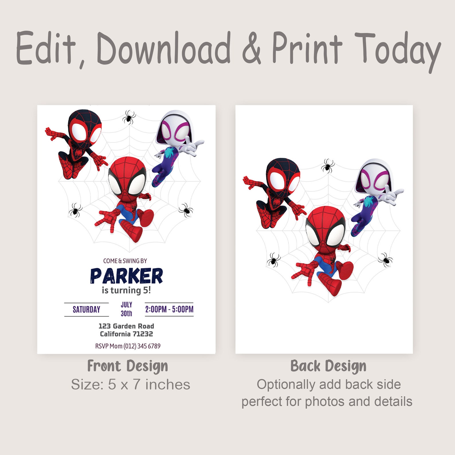 Spidey and His Amazing Friends Birthday Invitation Spidey Invitation ...