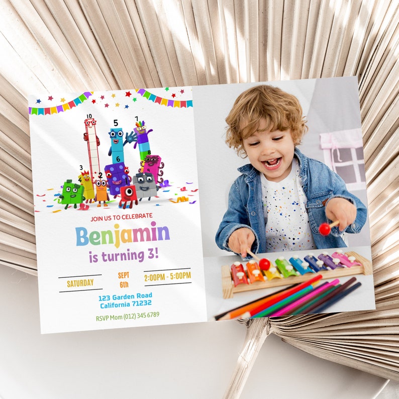 Numberblocks Invitation With Photo Numberblocks Birthday Invitation ...