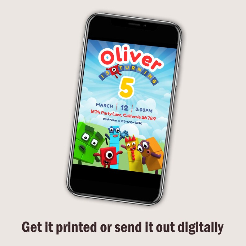 Numberblocks Birthday Invitation Numberblock Invitation Number Blocks ...