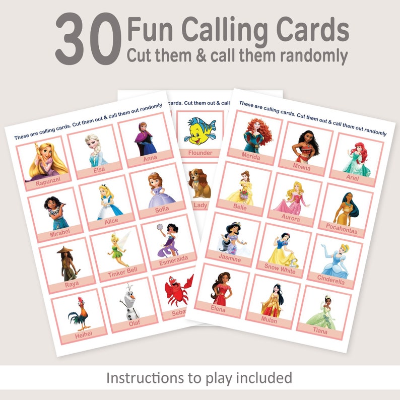 Princess Bingo Princess Games Princess Party Games Princess Birthday ...