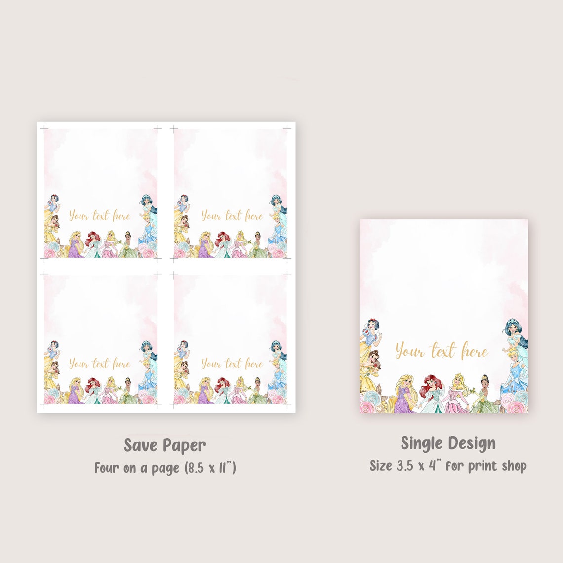 Princess Food Tent Princess Birthday Tent Card Princess Food Label ...