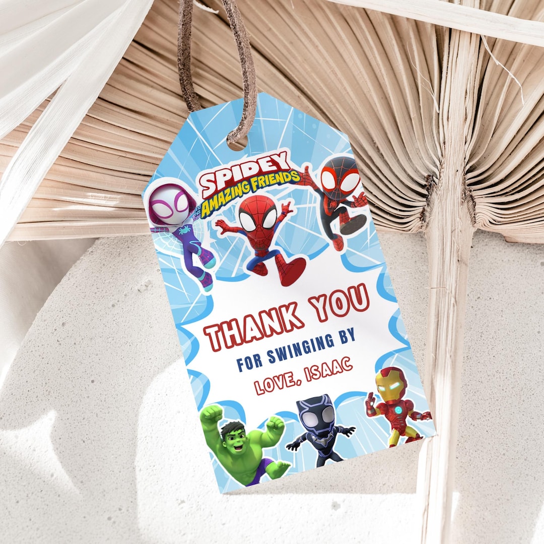 Spidey and His Amazing Friends Thank You Tags Spidey Party Favors ...