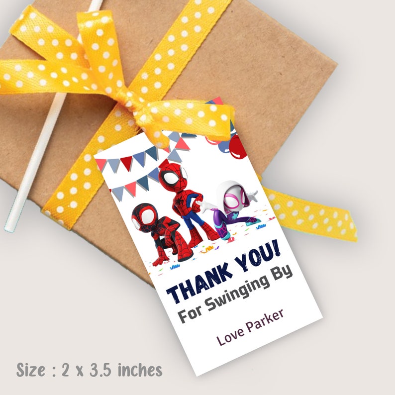 Spidey Favor Tags Spidey and His Amazing Friends Thank You Tags Spidey ...