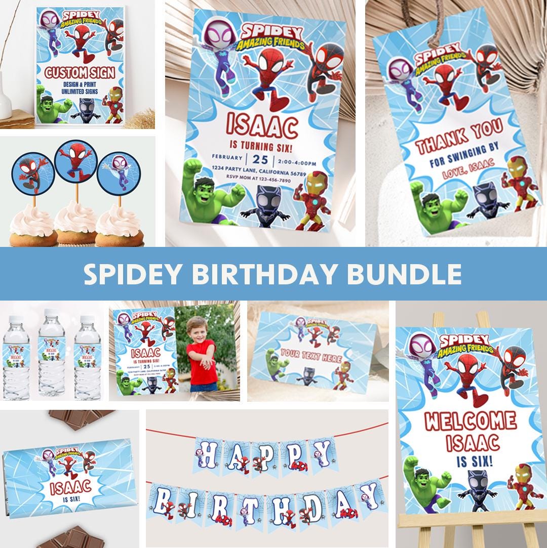 Spidey and His Amazing Friends Birthday Invitation Bundle Spidey ...